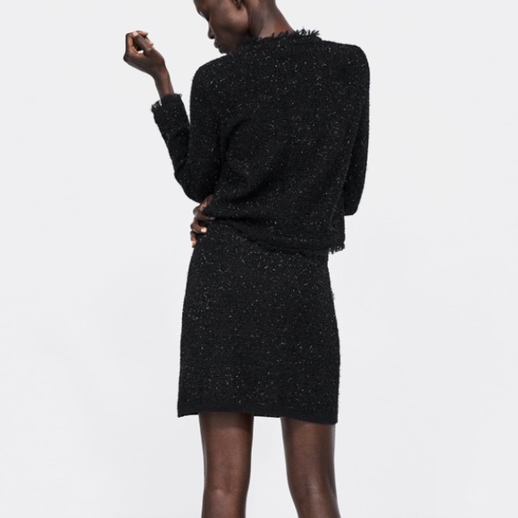 Zara | Jackets & Coats | Zara Black Metallic Thread Jacket | Poshmark